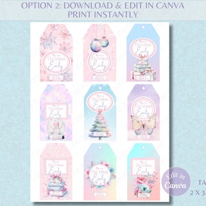 Printable Christmas Gift Tags, Editable Christmas Gift Tags, Pink ...