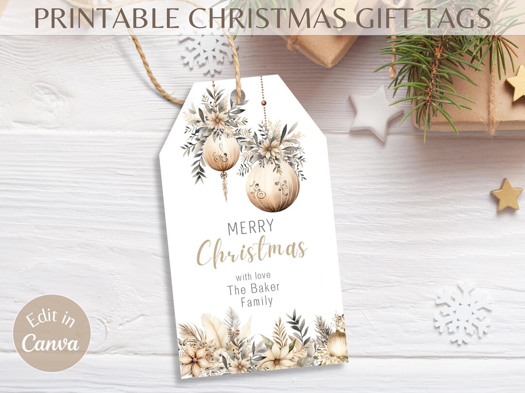 Printable Christmas Gift Tags, Boho Christmas, Elegant Boho, Editable ...