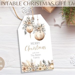 Printable Christmas Gift Tags, Boho Christmas, Elegant Boho, Editable ...