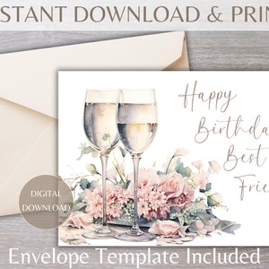 Printable Birthday Card, Best Friend Birthday Card, Happy Birthday Card ...