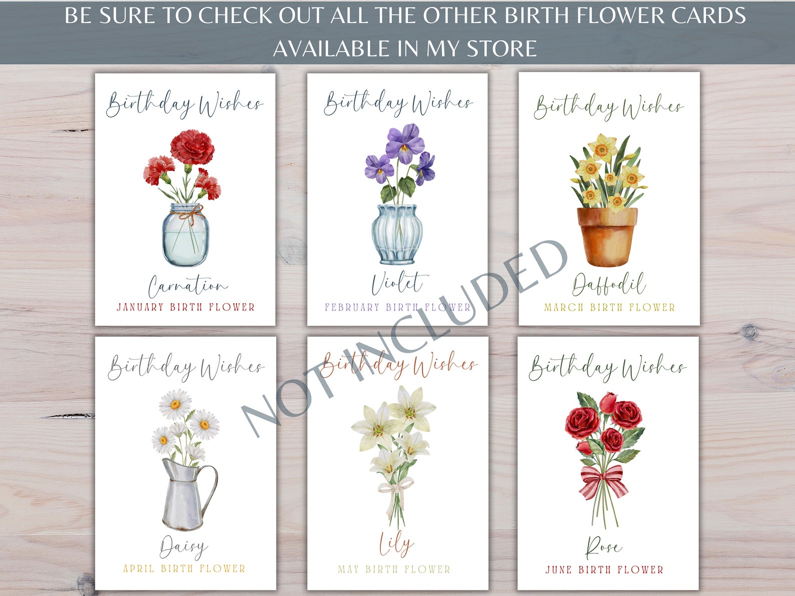 Birthday Card Printable, Birthday Card, Happy Birthday Birth Flower ...