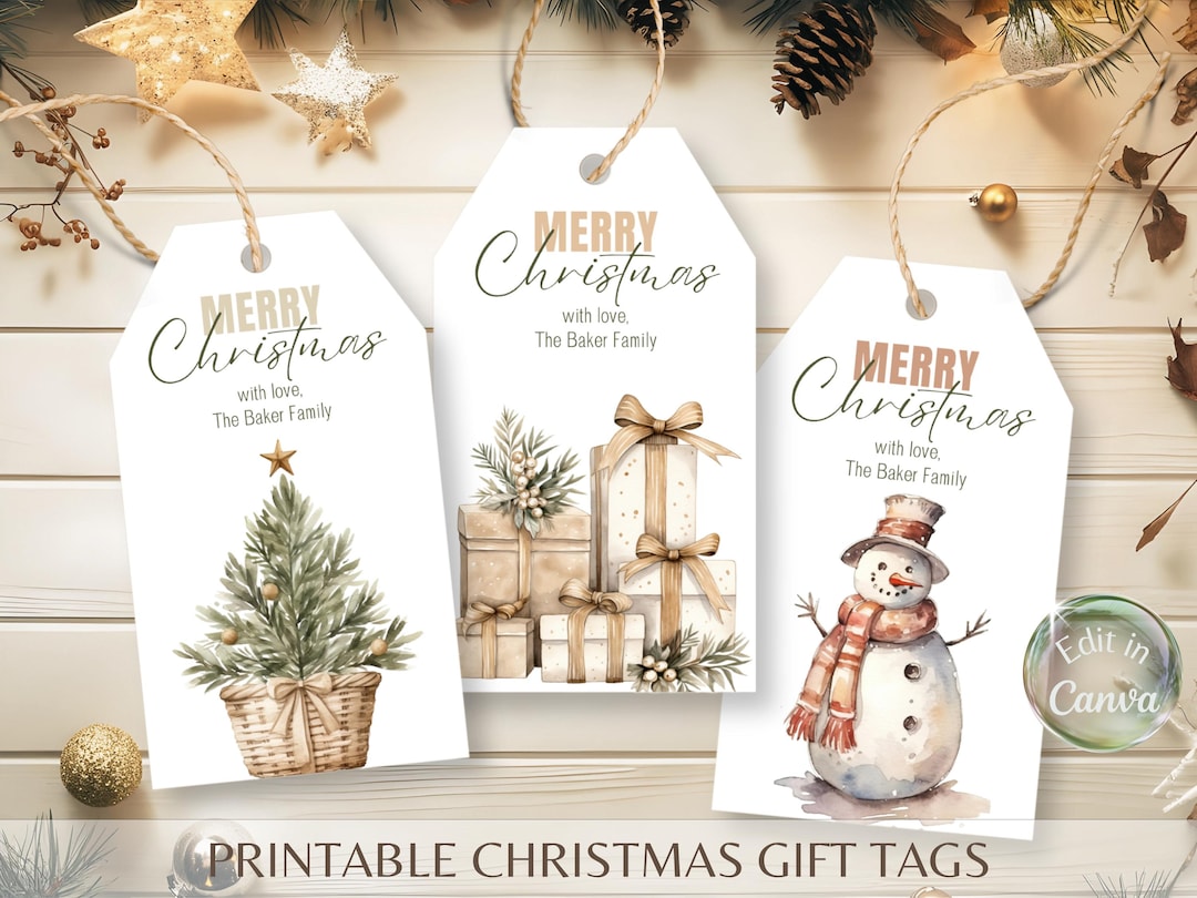 Christmas Gift Tags Printable, Boho Christmas, Editable Christmas Gift ...