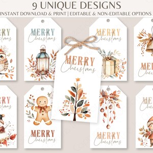 Christmas Gift Tags Printable, Boho Christmas, Editable Christmas Gift ...