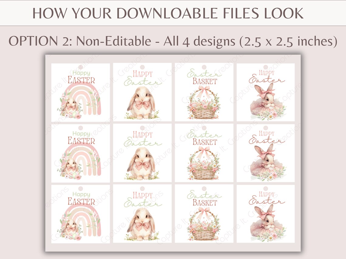 Printable Easter Gift Tags, Soft Pink Boho Easter Theme, Editable ...