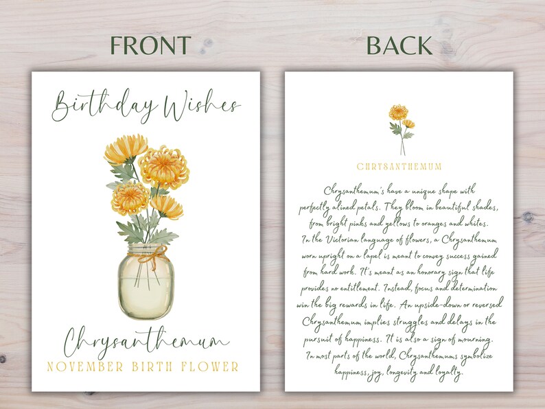 Birthday Card Printable, Happy Birthday Birth Flower Card, Birthday ...