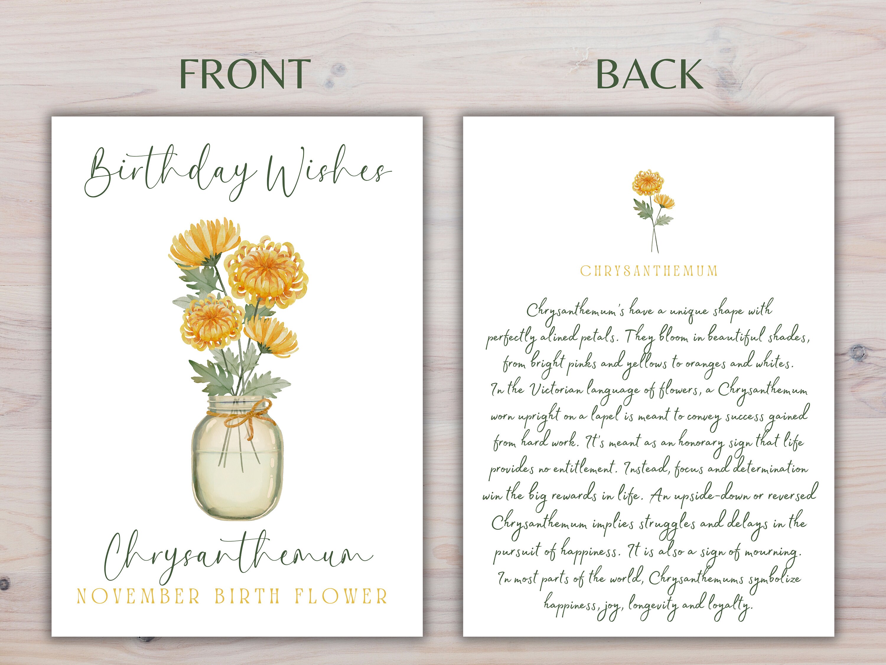 Birthday Card Printable, Happy Birthday Birth Flower Card, Birthday ...