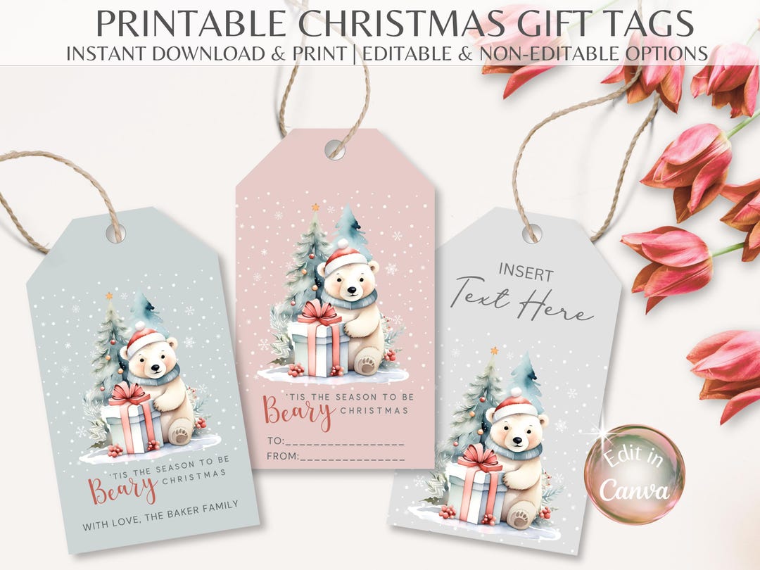 Printable Christmas Gift Tags, Editable Christmas Gift Tag, Cute ...