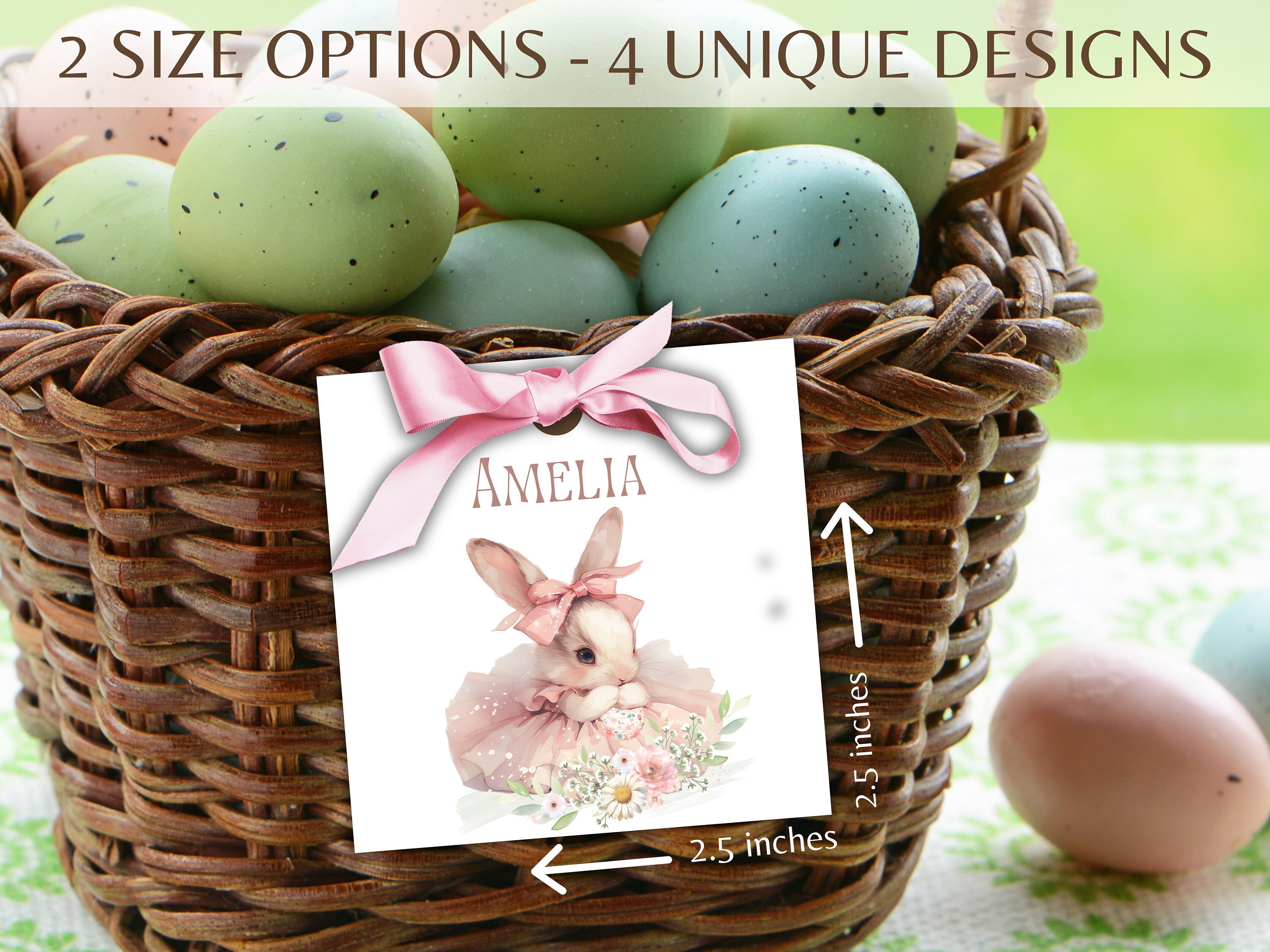 Printable Easter Gift Tags, Soft Pink Boho Easter Theme, Editable ...