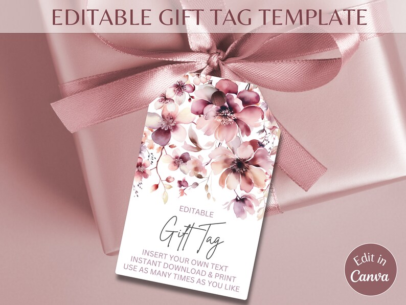 Editable Gift Tag Template, Elegant Mother's Day Gift Tags, Editable ...