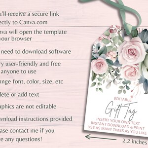 Editable Gift Tags, Editable Tag Template, Custom Favor Tag, Editable ...