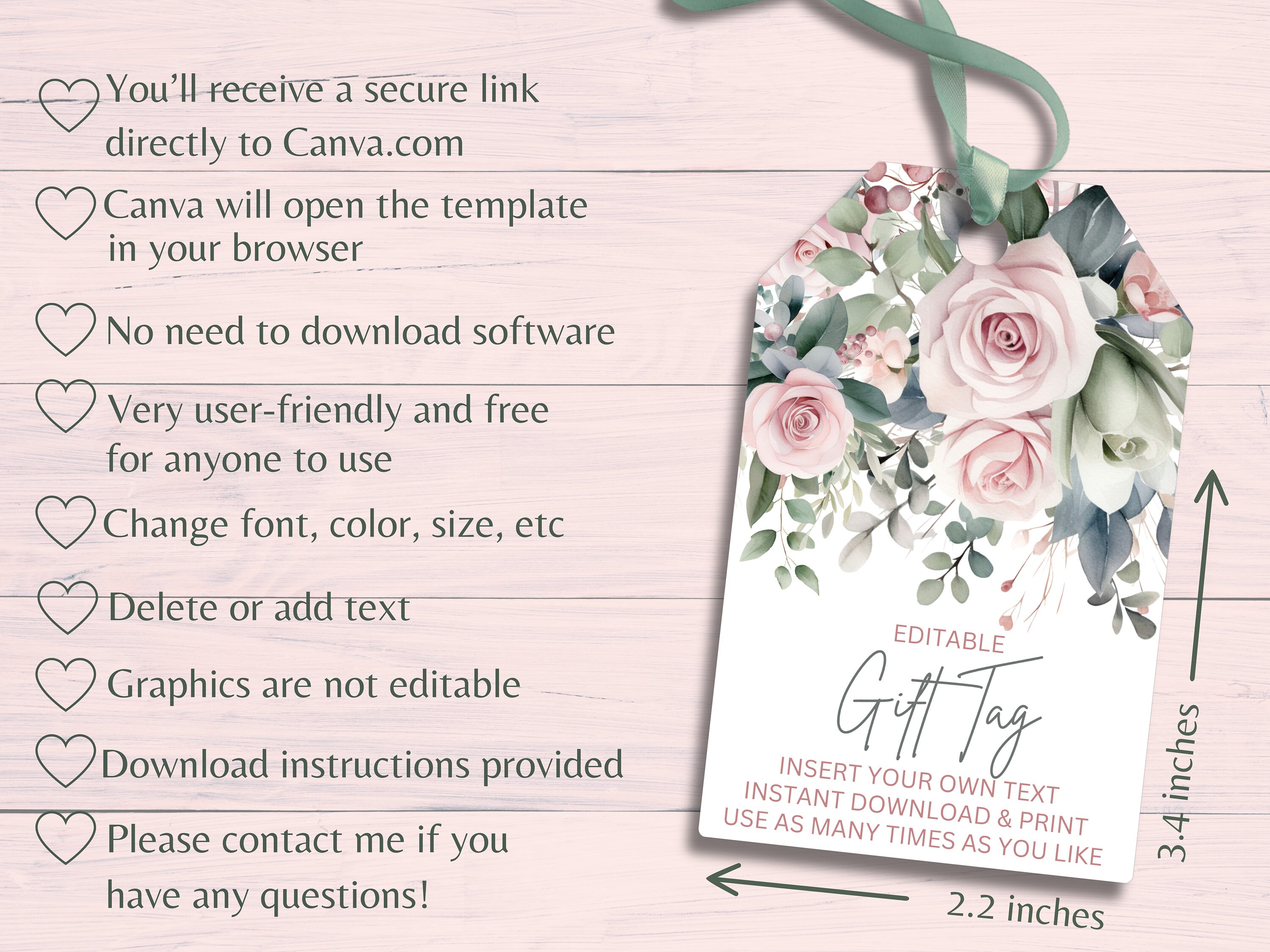 Editable Gift Tags, Editable Tag Template, Custom Gift Tags, Editable ...