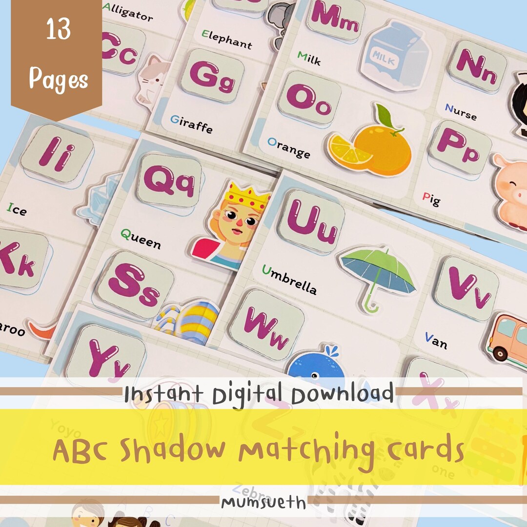 ABC Shadow Matching Cards - Alphabet & Animal Educational Game - Etsy