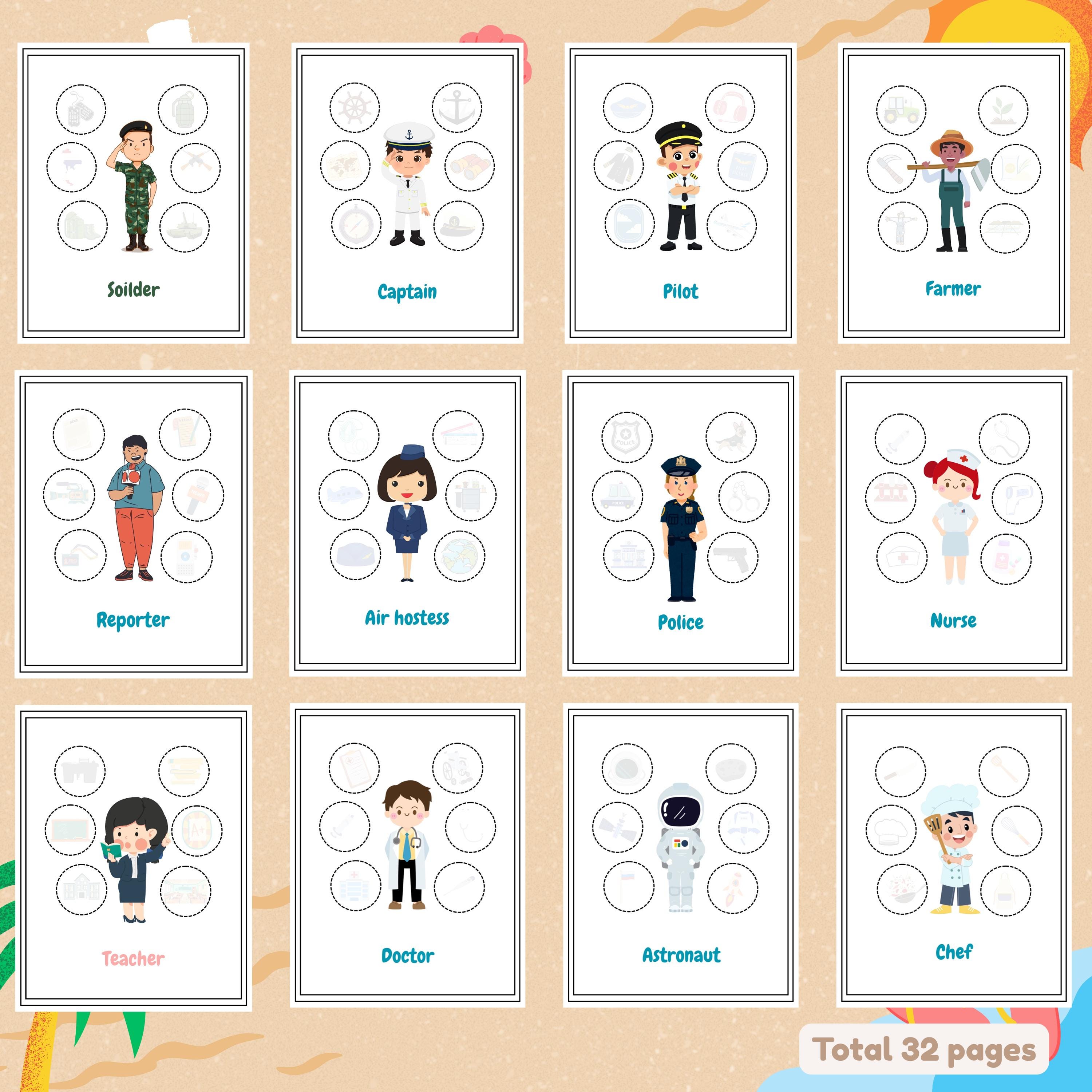 Career Matching Game Printable | Preschool Occupation Activity ...