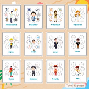 Career Matching Game Printable | Preschool Occupation Activity ...
