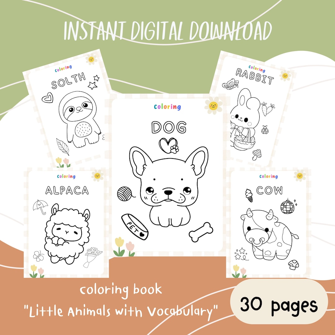 Cute Printable Animal Coloring Worksheet for Kids - Fun Animal Coloring ...