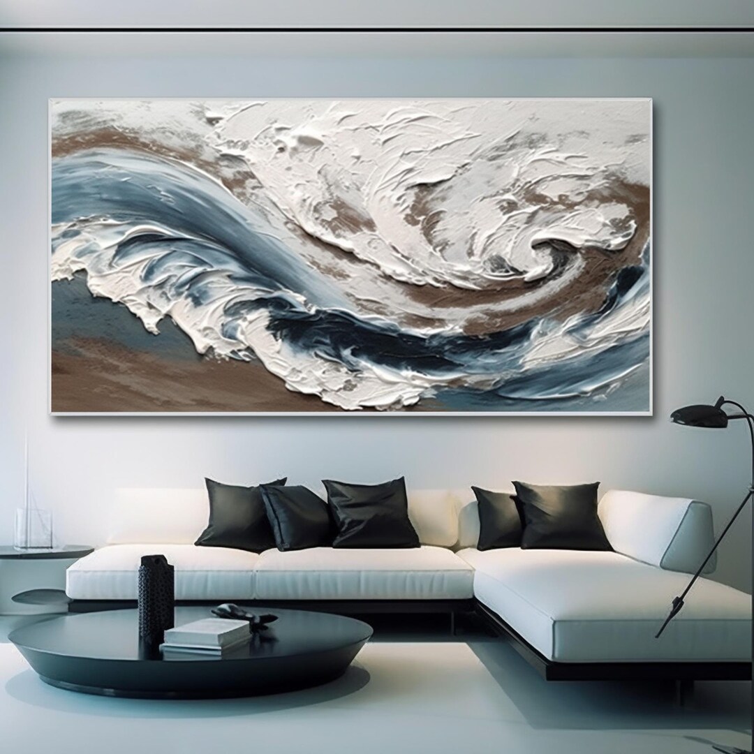 Large 3D Ocean Wave Texture Painting Abstract Ocean Wave Wall Painting ...