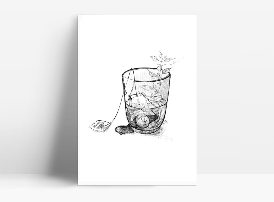 Pencil Drawing Poster Glass Digital Art Drawing Hope Etsy