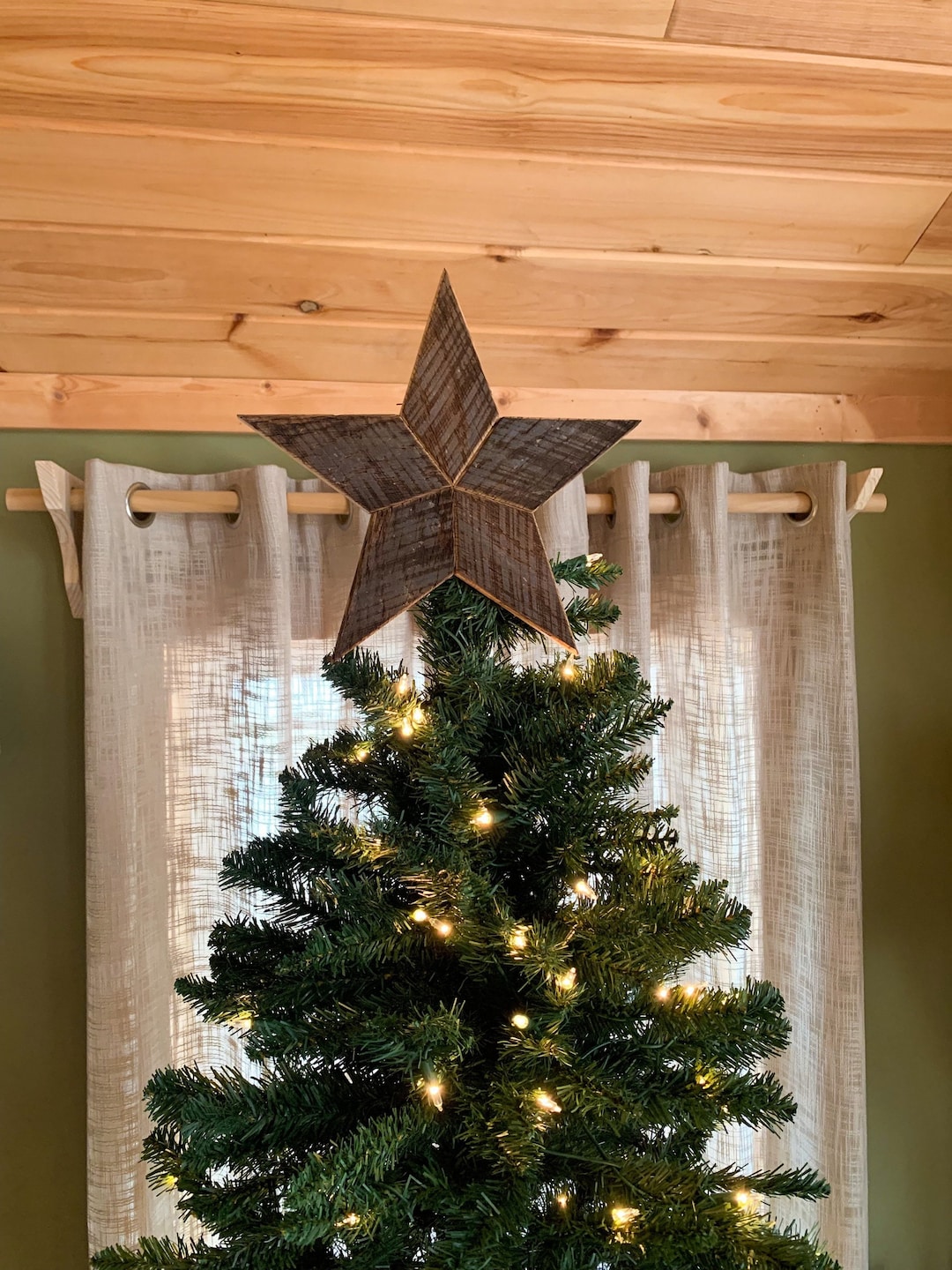 The 12-inch Natural Wood Star Christmas Tree Topper Decoration - Etsy