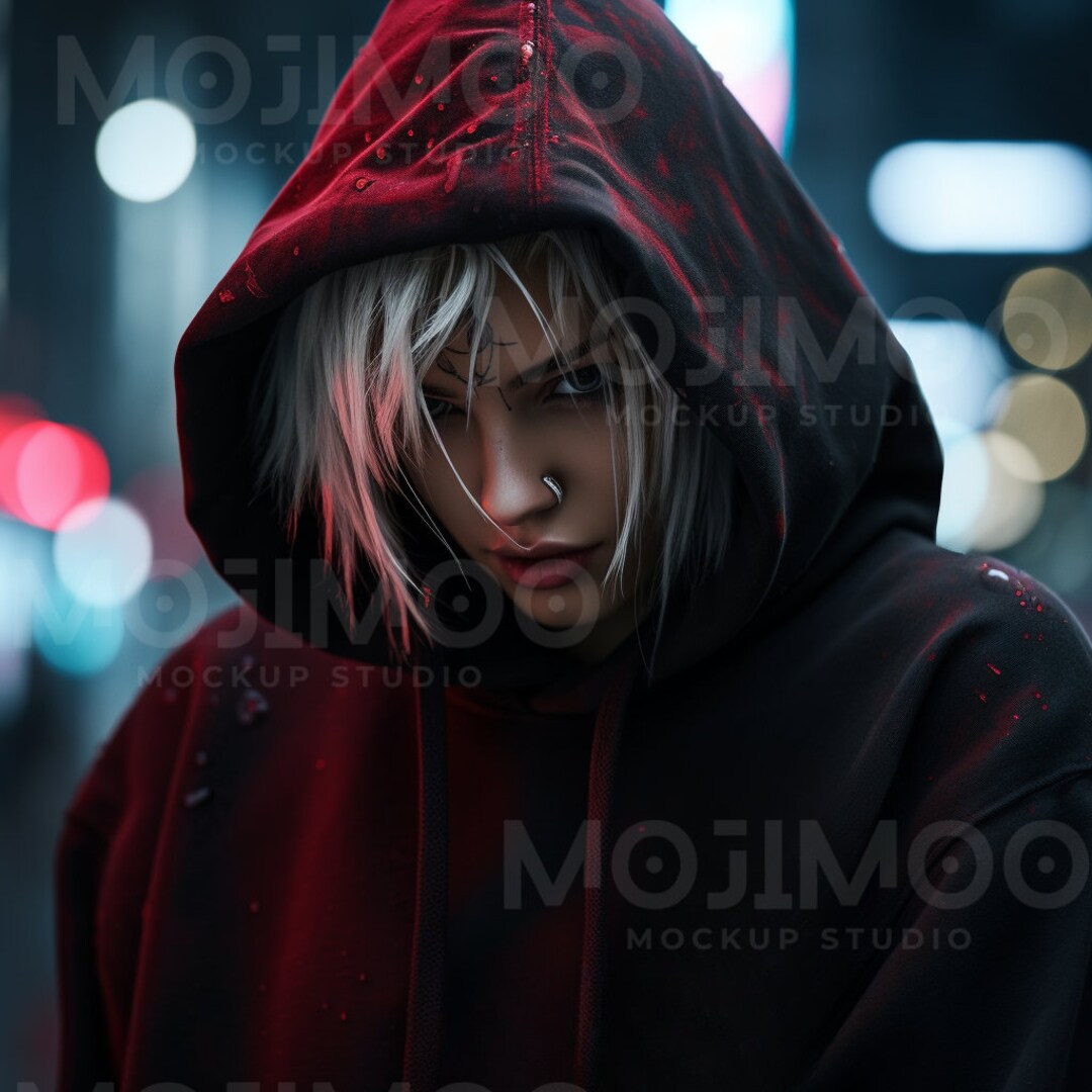 Cyberpunk Alternative Close-up Black Hoodie Mockup - Etsy