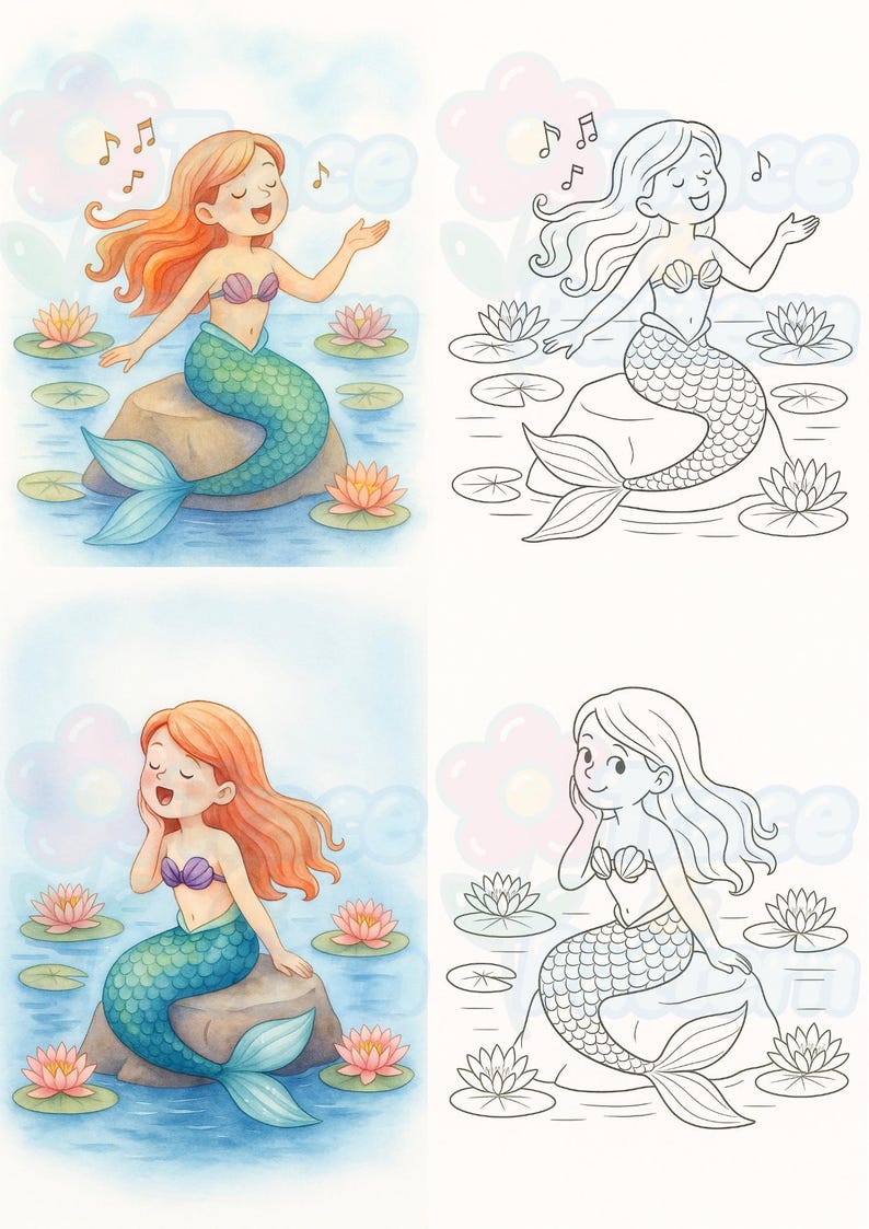 Mermaid Tracing Coloring Pages for Kids | Printable PDF | A4 Size ...