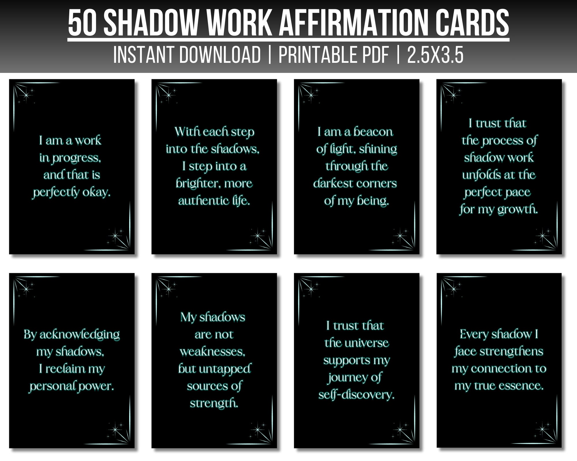 50 Printable Digital Shadow Work Affirmation Cards: Instant Download ...