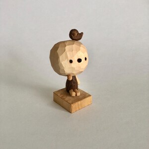 Handmade Wooden Carving Human and Bird Sculpture, Hand Carved Wood ...