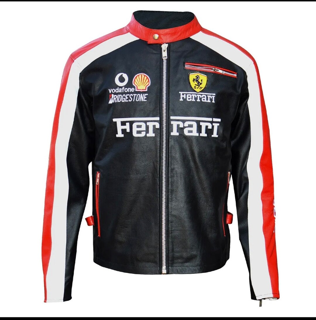 Ferrari F1 Racing Jacke Herren Rindsleder Formula Man F1 Raceway ...