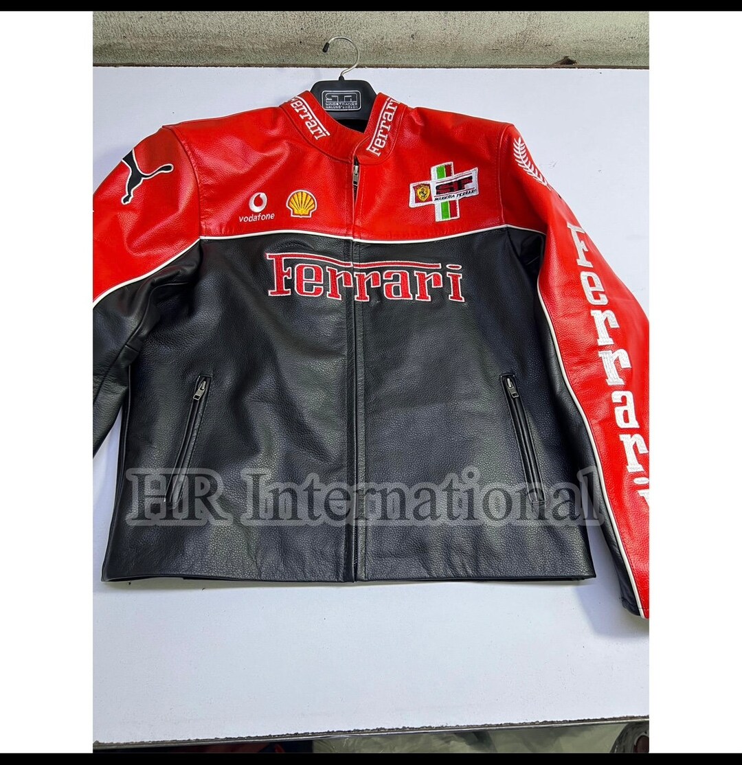 Ferrari F1 Racing Jacket Men Cowhide Leather Formula Man F1 - Etsy