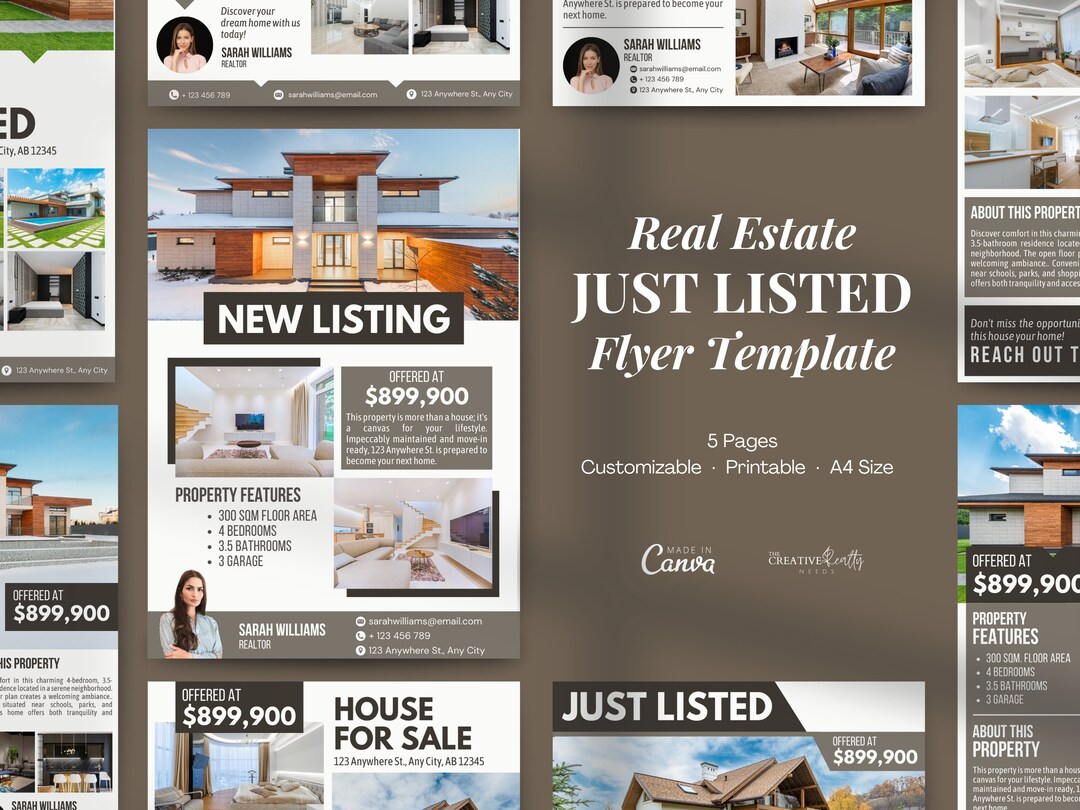 Just Listed Flyer, House for Sale Flyer, New Listing Flyer, Real Estate ...