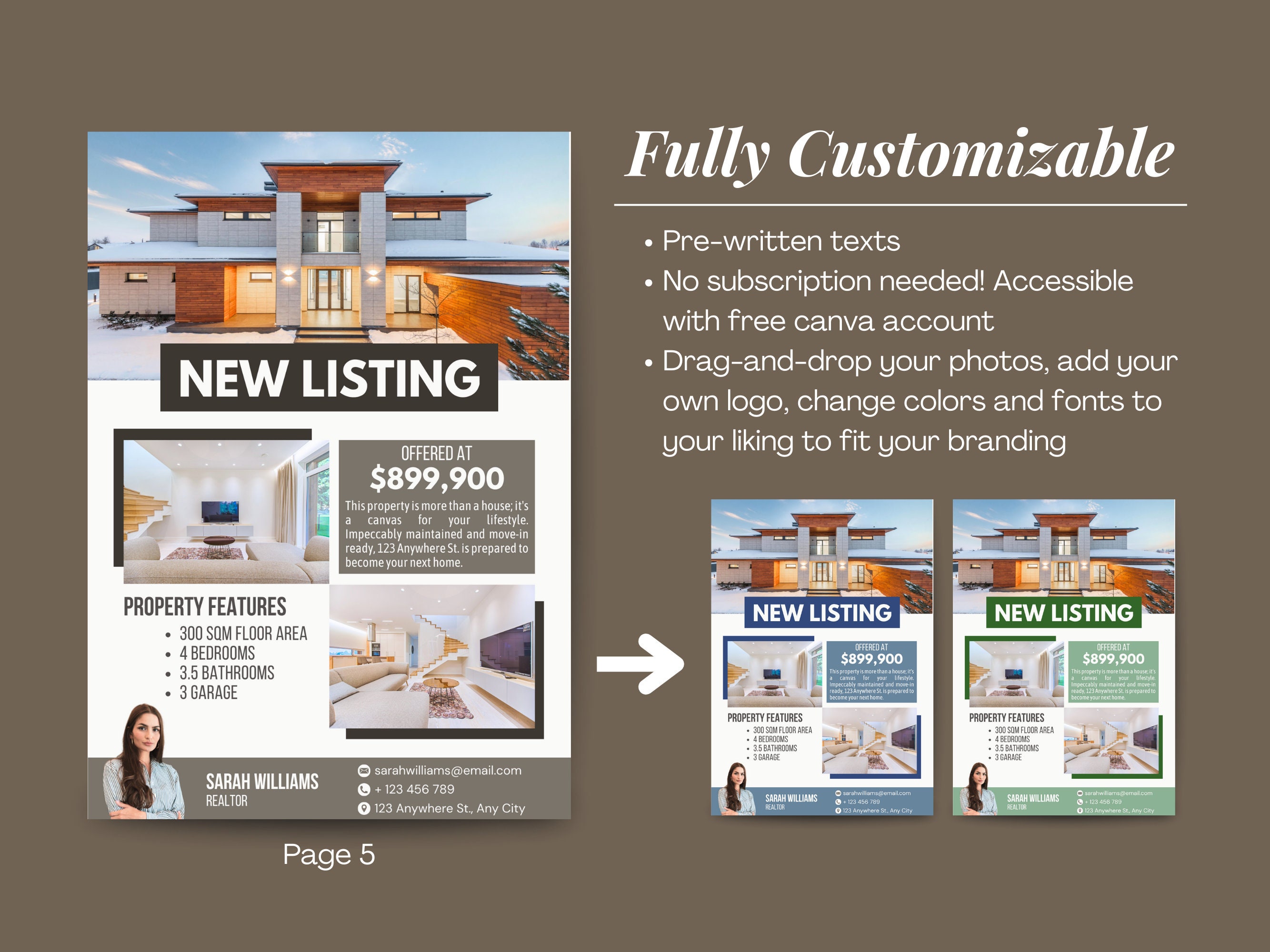 Just Listed Flyer, House for Sale Flyer, New Listing Flyer, Real Estate ...