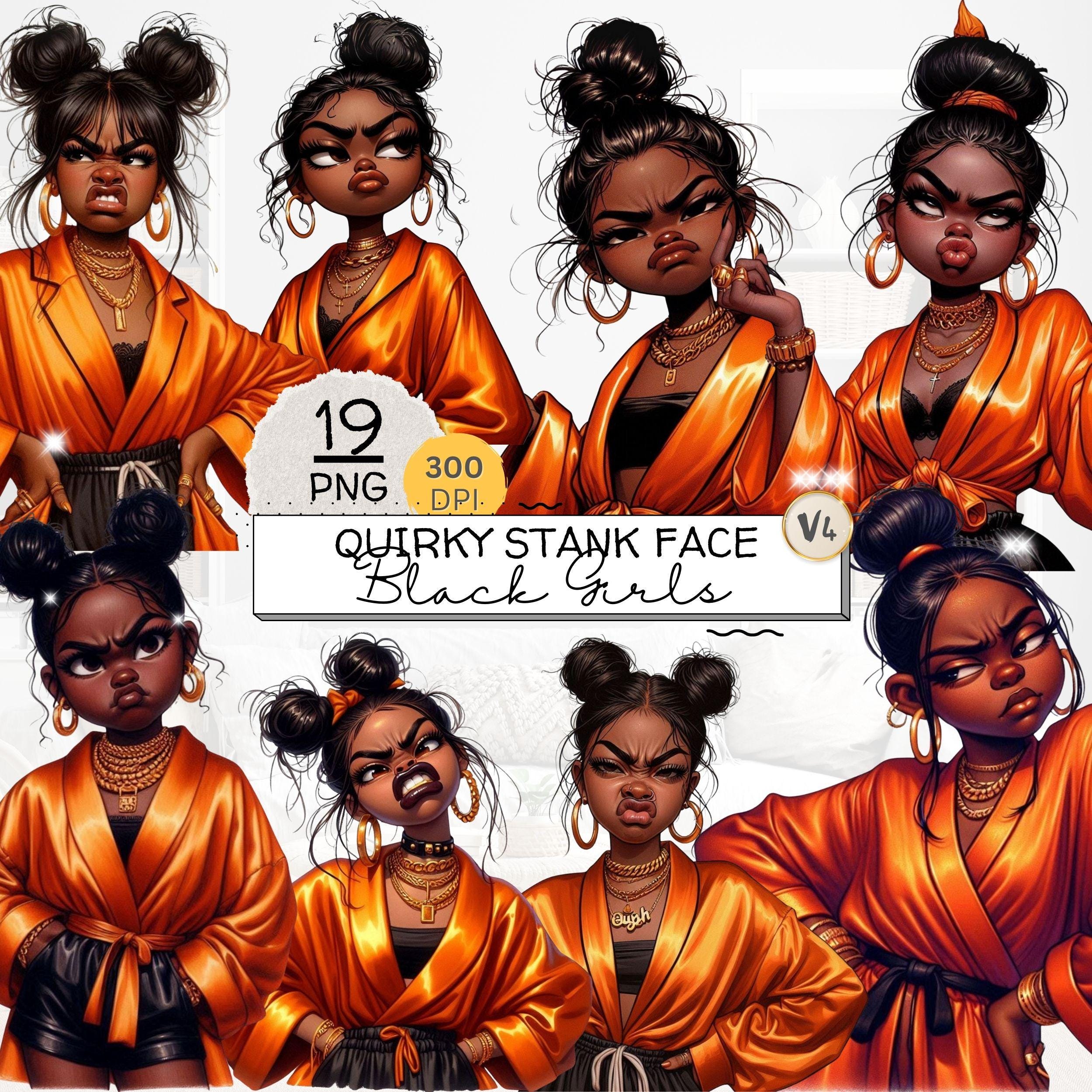 Sassy Stank Face Attitude, Quirky Black Girl Clipart, Sassy Fashion ...
