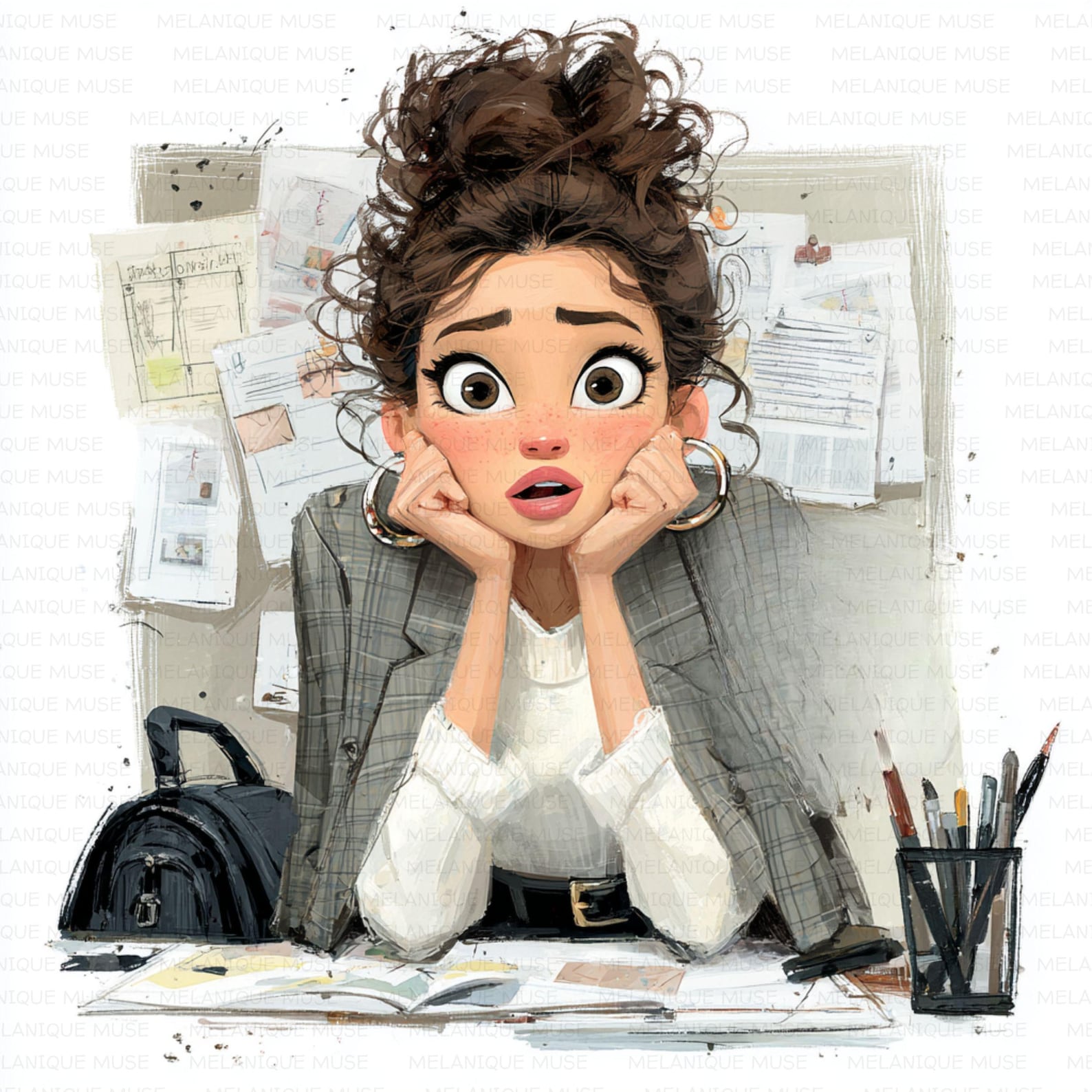 Office Lady Clipart Bundle Jpeg, Busy Workplace PNG, Quirky Workday ...
