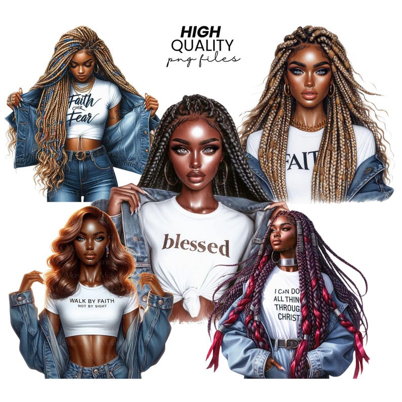 21 Women of Faith Clipart Bundle, Praying Girls PNG, Black Woman ...