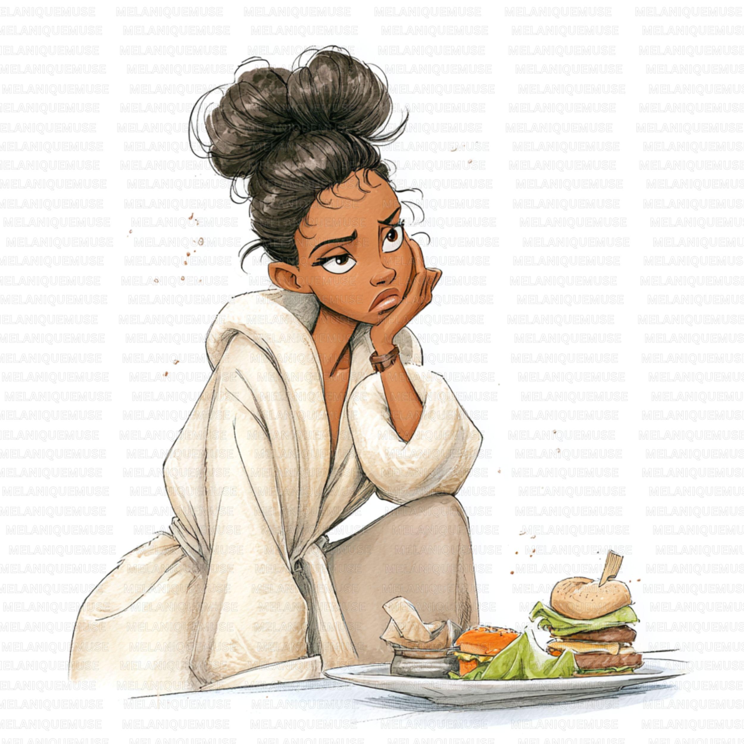 Funny Stank Face Black Woman Clipart Bundle, Sassy Girl Cartoon ...