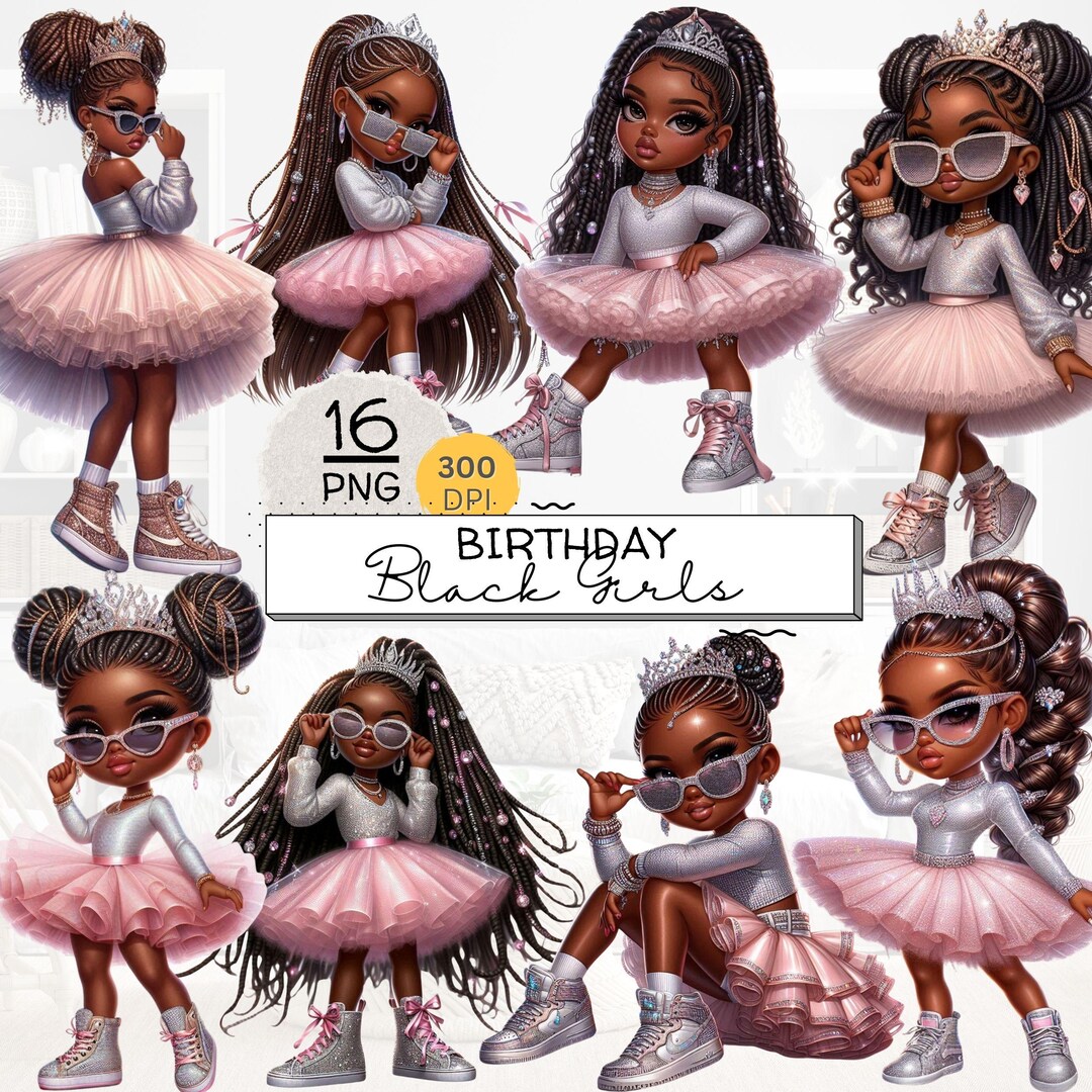 Black Little Girl PNG, Birthday Princess PNG, African American Girl ...