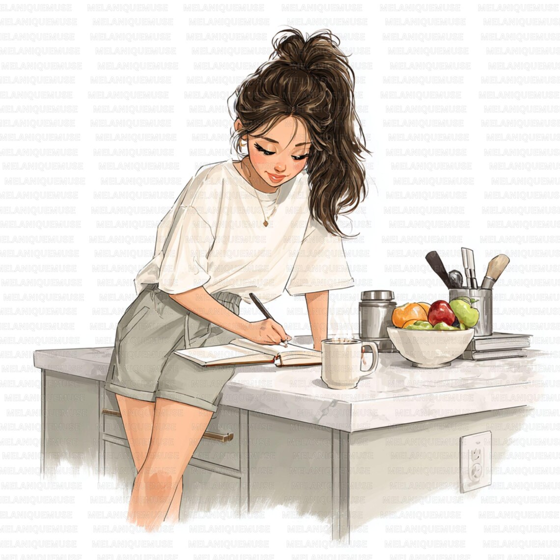 Funny Planner Girl Clipart Bundle, Kitchen Planning, Quirky Girl ...
