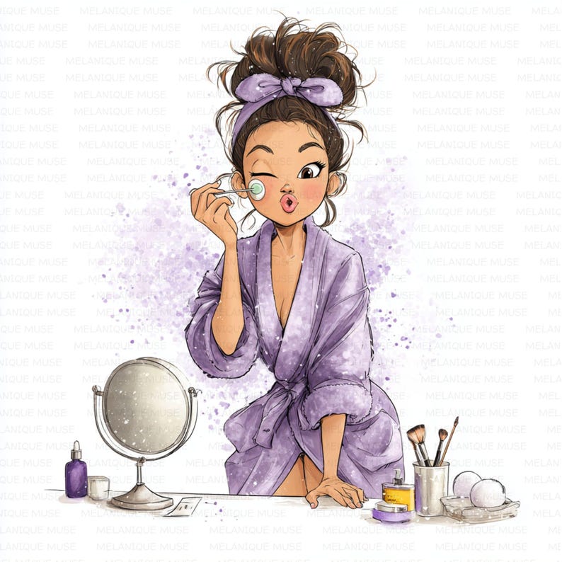 Funny GRWM Woman Jpeg Clipart Bundle, Self-care Beauty Illustrations ...