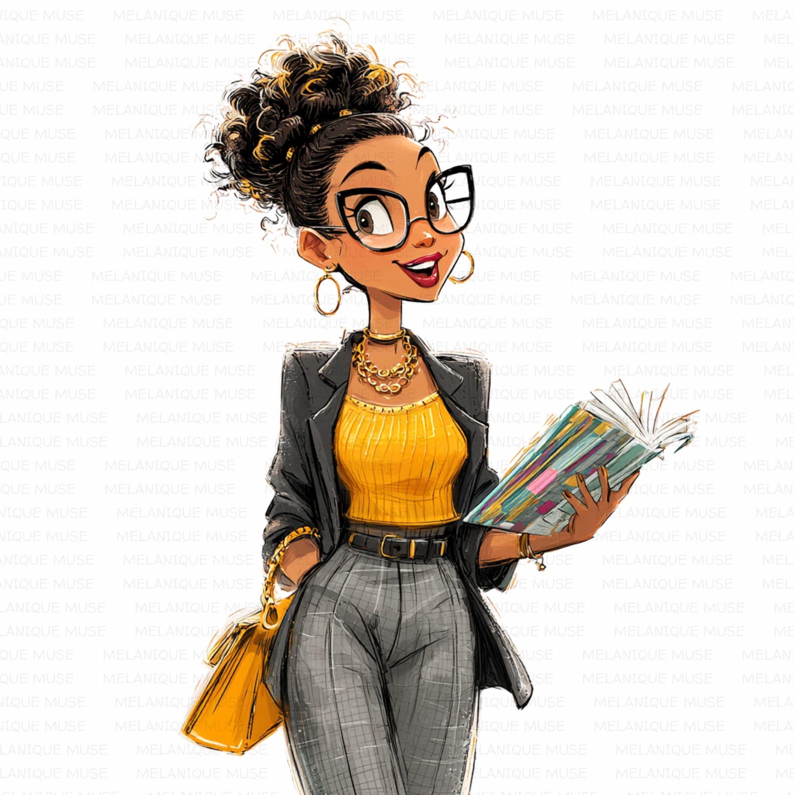 Quirky Sassy Office Black Woman Clipart, Funny Boss Lady, Corporate ...
