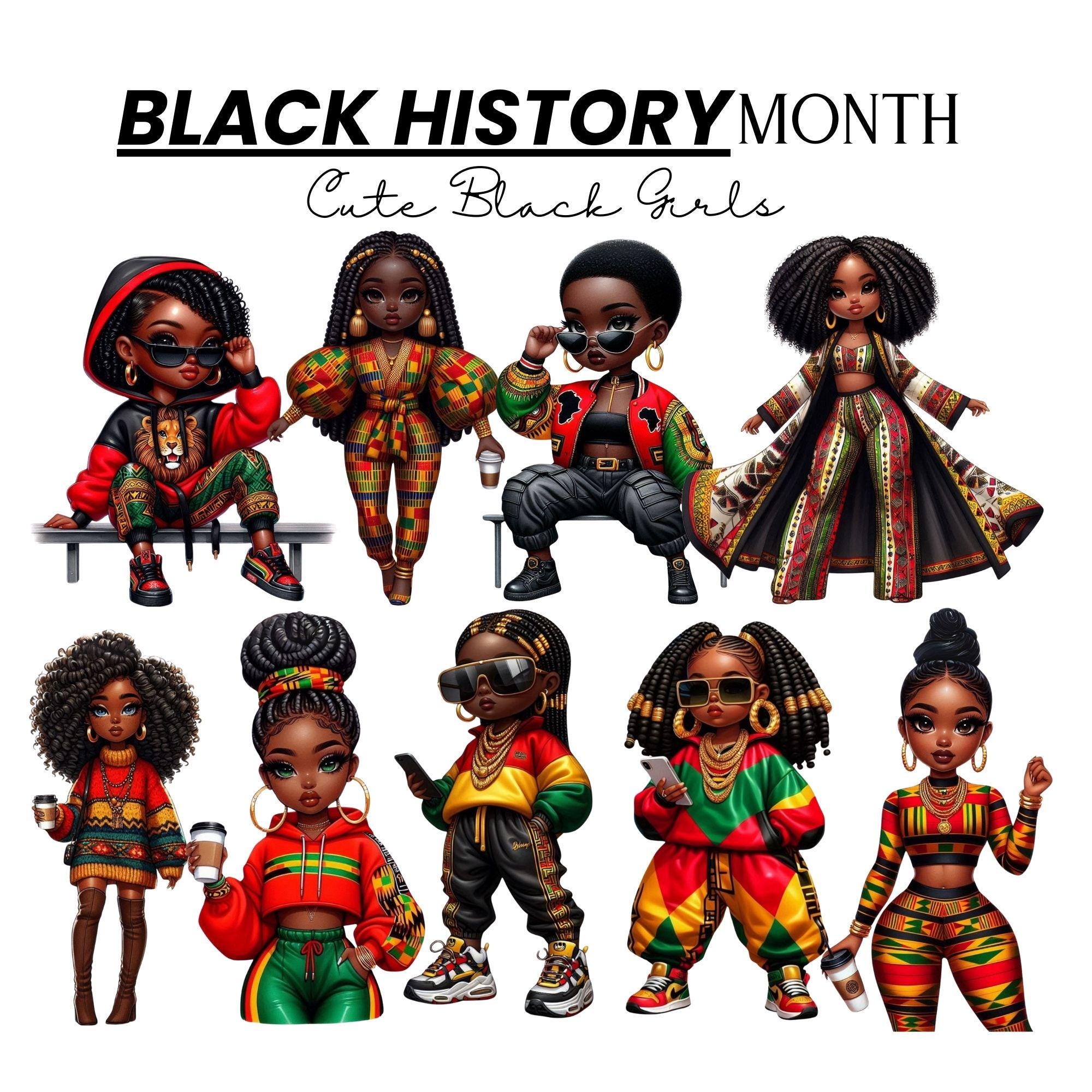 Black History, 25 Black History Chibi Kids, Black History Clipart ...