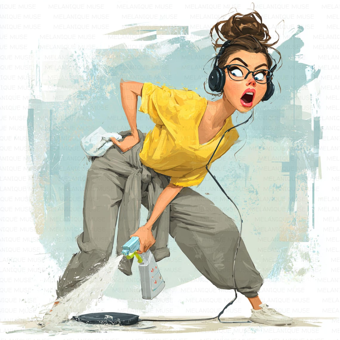 Funny House Cleaning Woman Clipart, Laundry Day, Household Chores ...