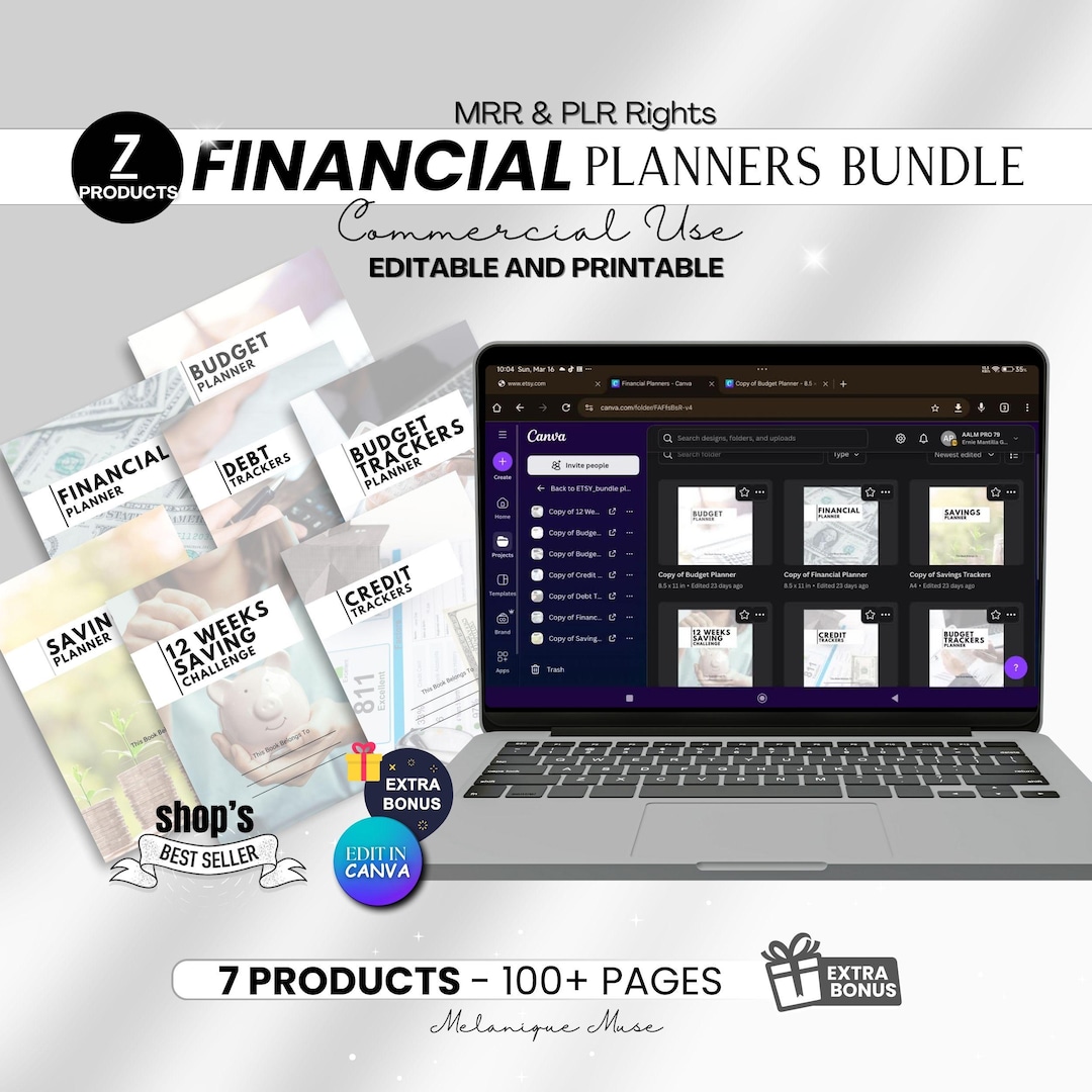 PLR Financial Planner Bundle, Savings Tracker, Debt Tracker, Budget ...
