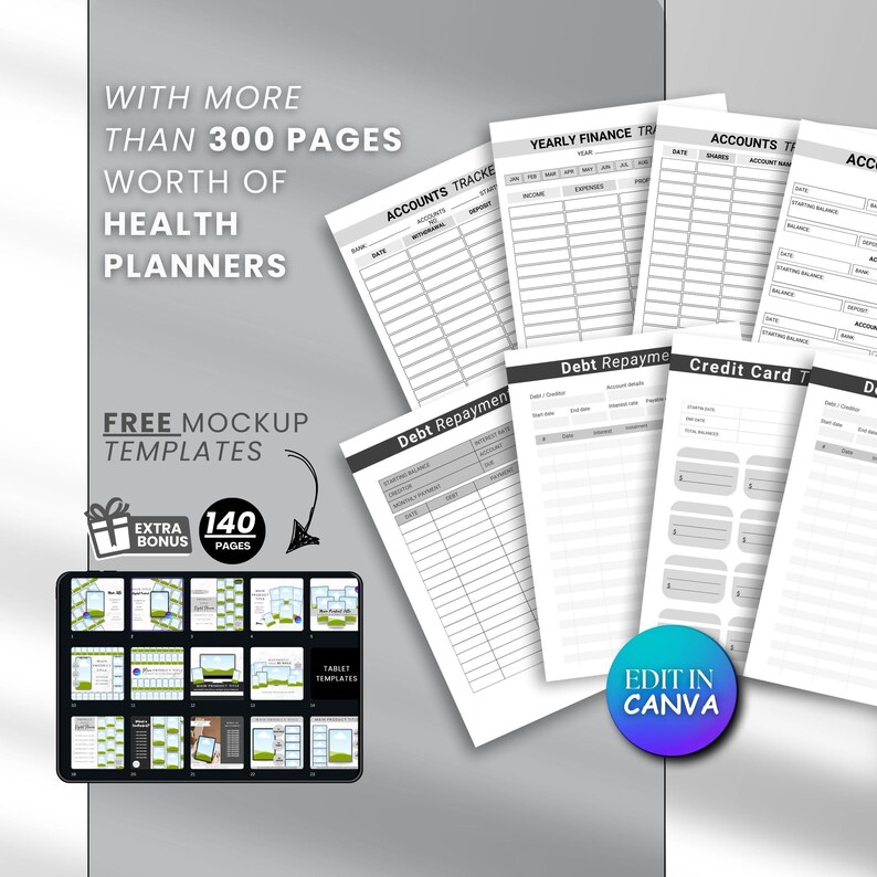 PLR Financial Planner Bundle, Savings Tracker, Debt Tracker, Budget ...