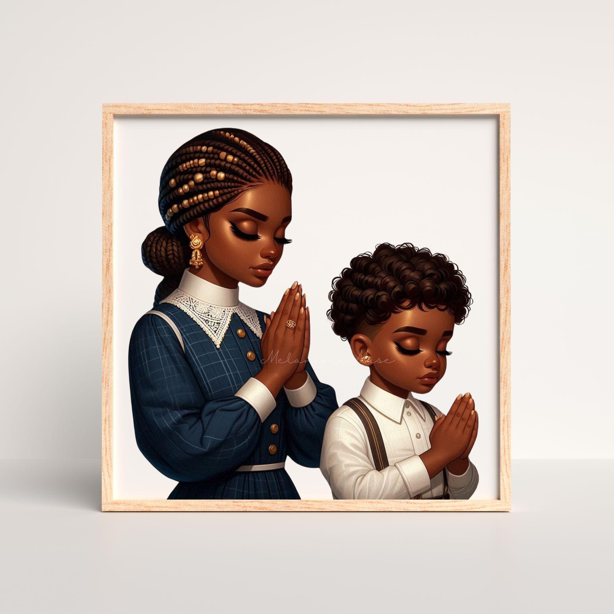 Mother and Child Praying, Black Girl Praying Clipart, Family Praying ...