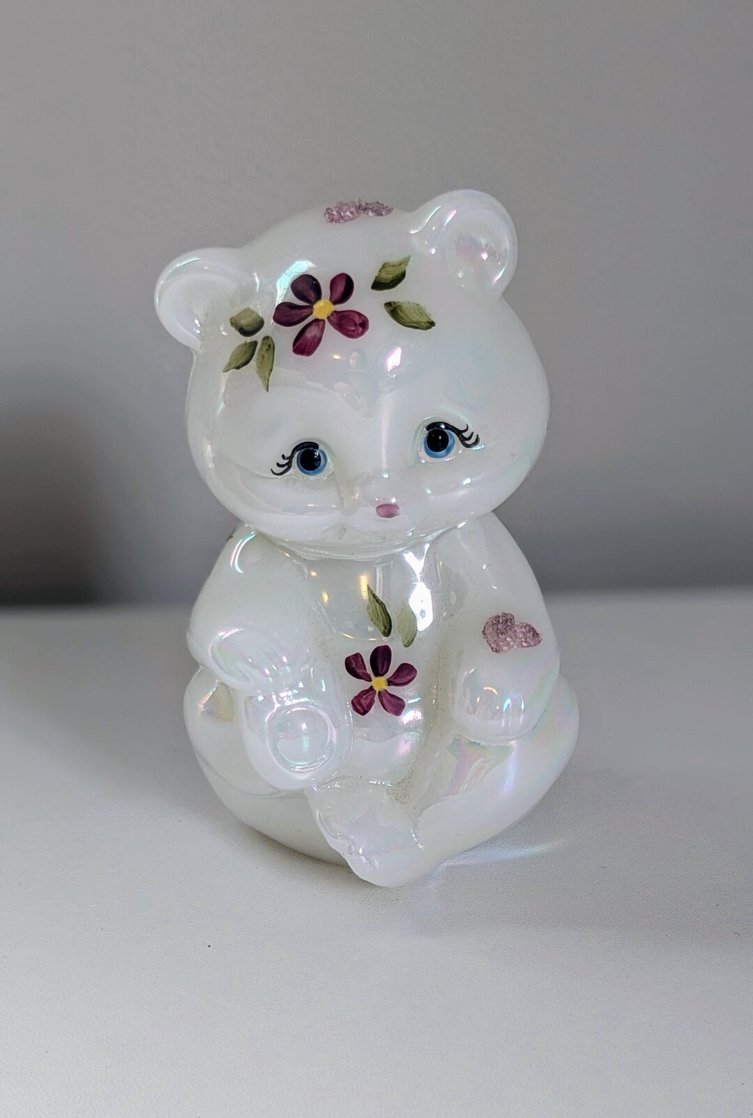 Fabulous Fenton Collectible Opalescent Hand-painted Teddy Bear Signed ...