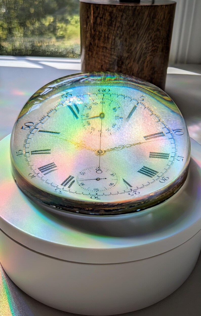 Durwin Rice New York Dome Paperweight With Antique Clock Face Signed ...