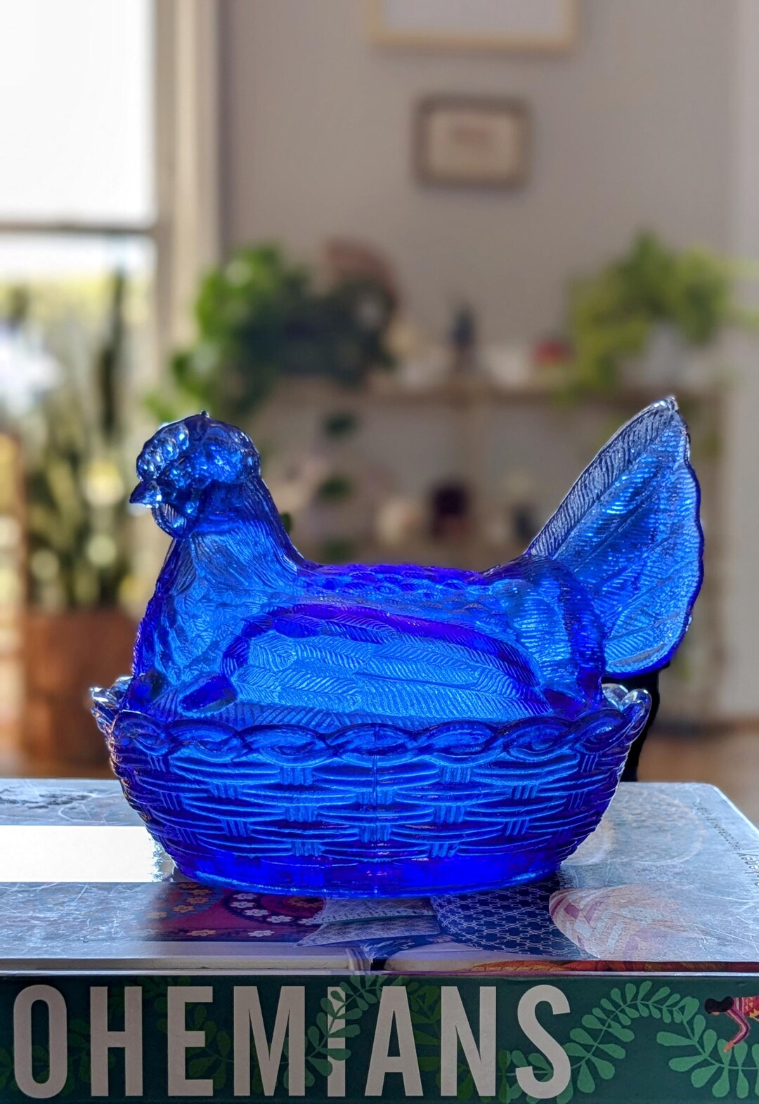 Indiana Glass - Cobalt Blue Hen on Nest - Vintage Blue Farmhouse Decor ...
