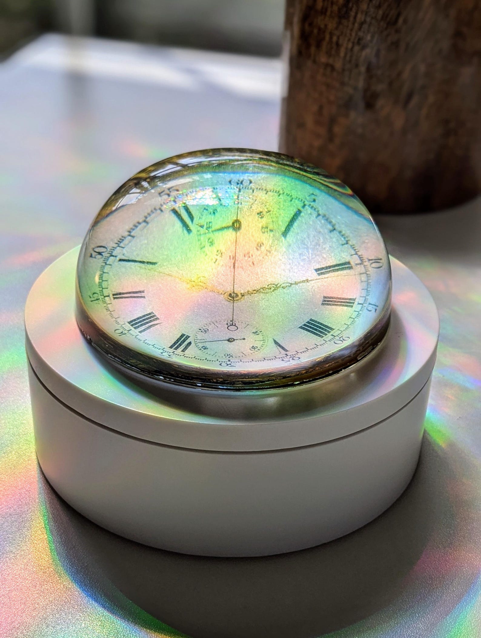 Durwin Rice New York Dome Paperweight With Antique Clock Face Signed ...