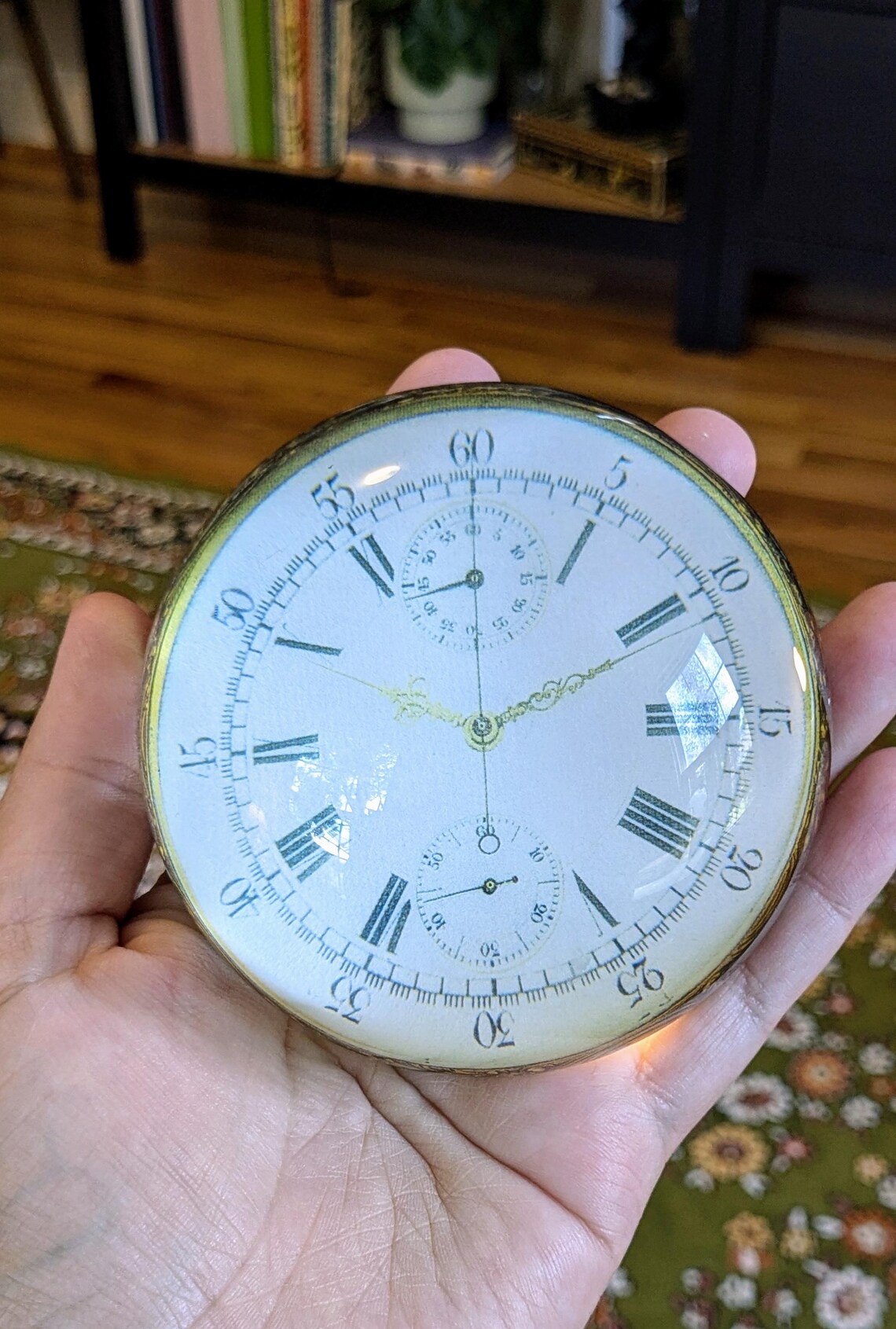 Durwin Rice New York Dome Paperweight With Antique Clock Face Signed ...