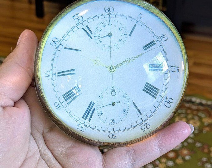 Durwin Rice New York Dome Paperweight With Antique Clock Face - Signed ...