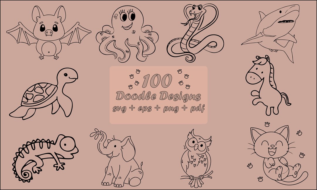 100 Animal Doodle Svg Bundle Animal Svg Doodle Svg - Etsy